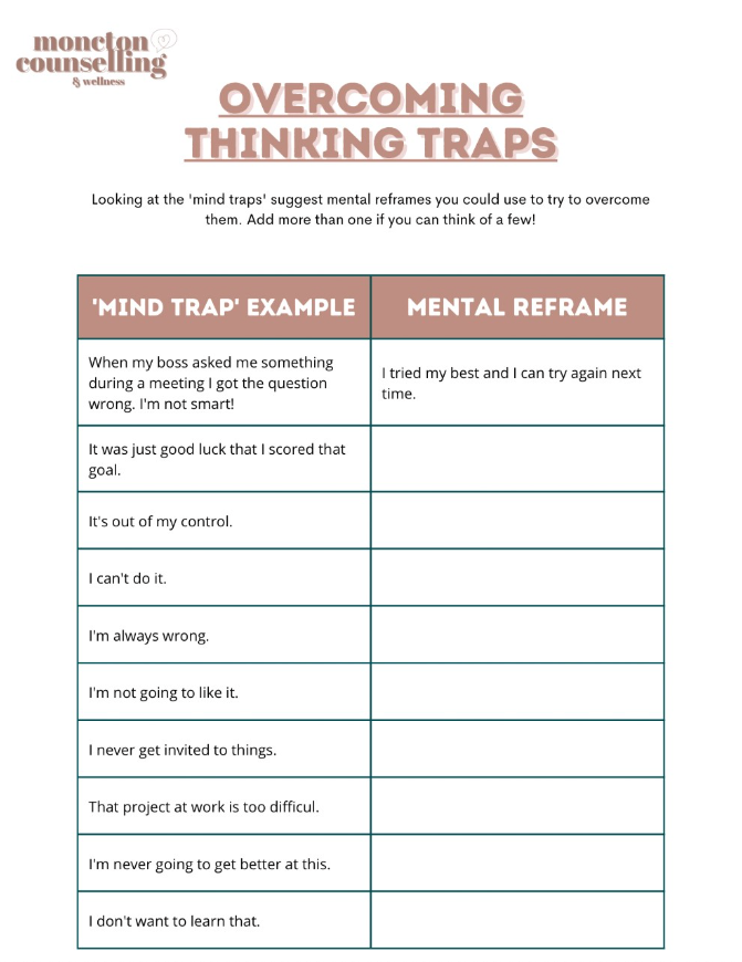 Free Mental Health Resources & Worksheets — Moncton Counselling & Wellness